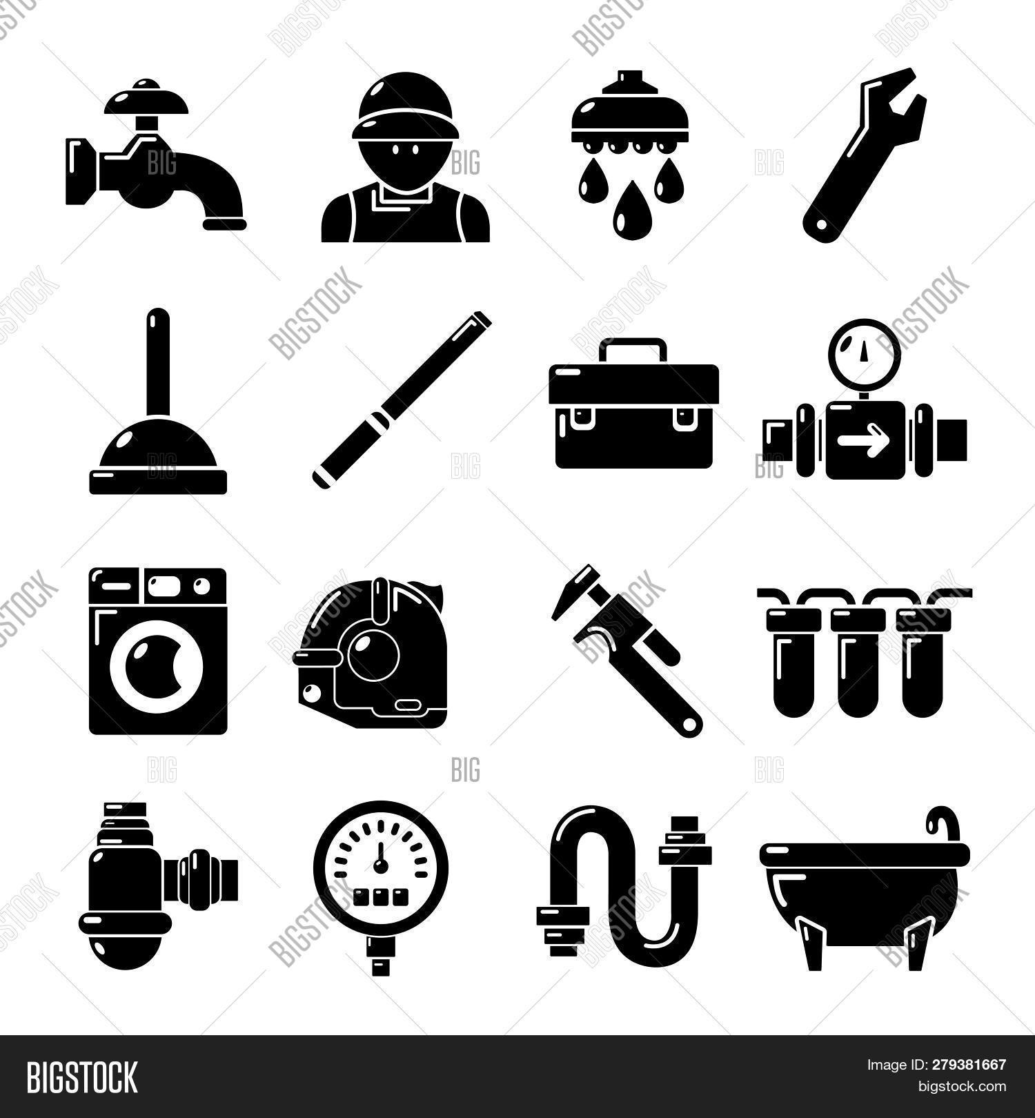 Plumber Symbols Icons Image & Photo (Free Trial) | Bigstock Plumber Symbols Icons Image & Photo (Free Trial) | Bigstock
