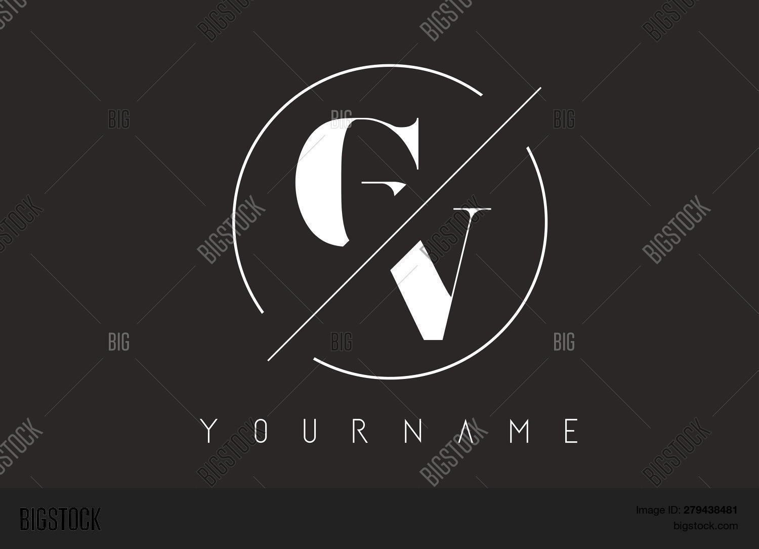 Gv Letter Logo Cutted Vector & Photo (Free Trial) | Bigstock