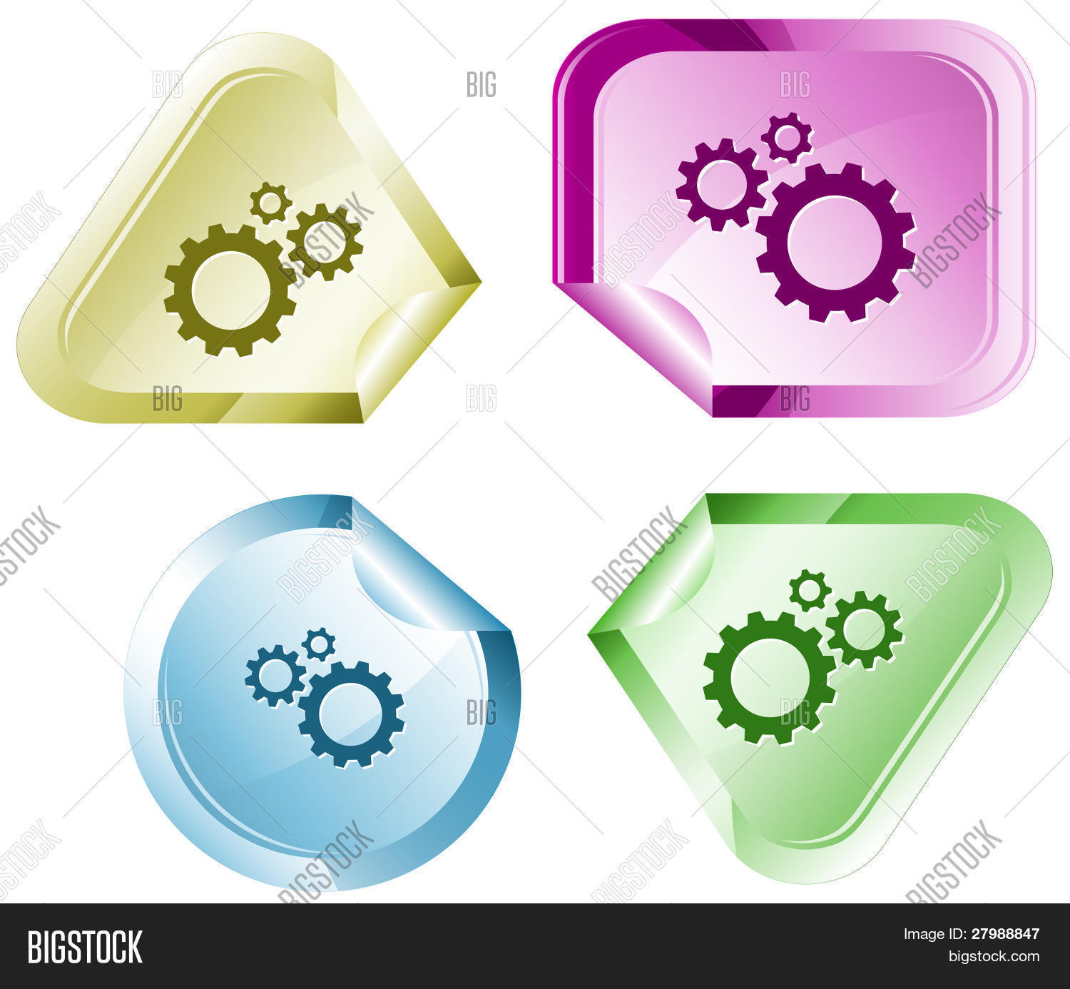 Gears. Vector Sticker Vector & Photo (Free Trial) | Bigstock