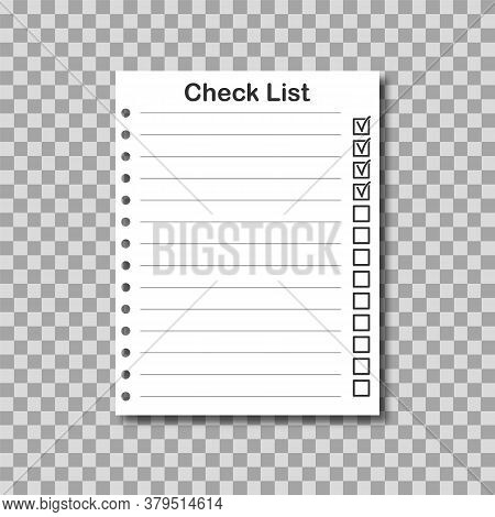 Realistic Checklist Vector & Photo (Free Trial) | Bigstock