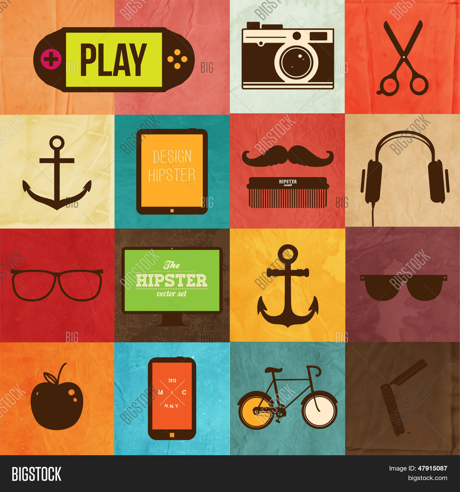 Vintage Icons Set. Vector & Photo (Free Trial) | Bigstock