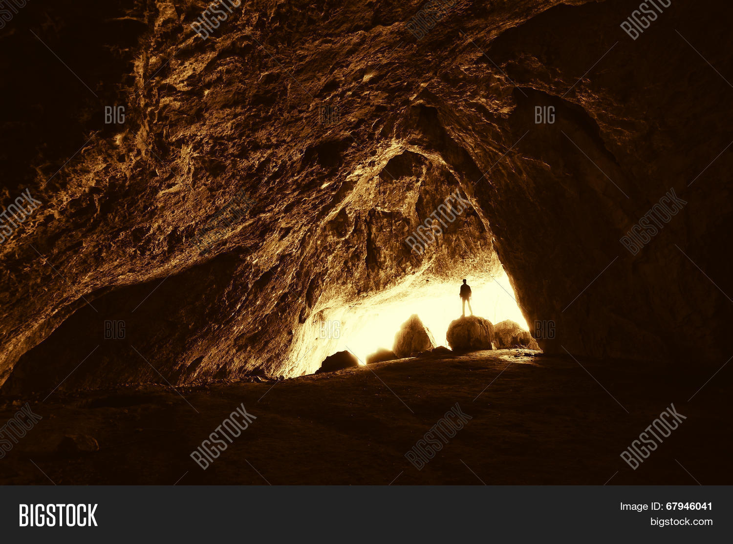 Man Near Huge Cave Image & Photo (Free Trial) | Bigstock