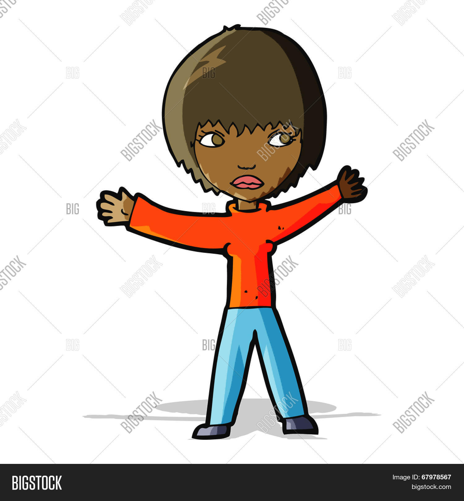 Cartoon Waving Woman Vector & Photo (Free Trial) | Bigstock