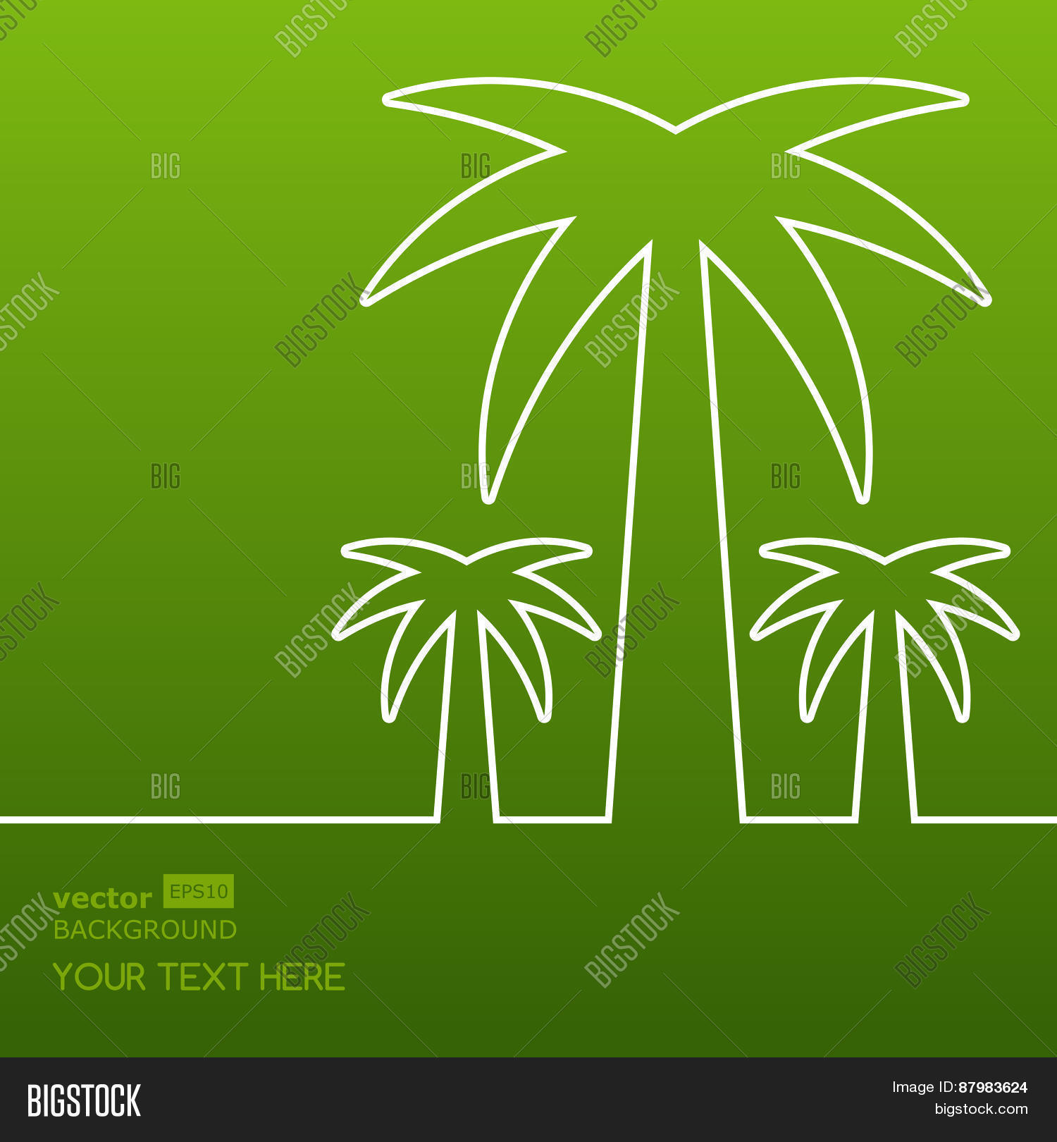Palm Tree Line Vector & Photo (Free Trial) | Bigstock