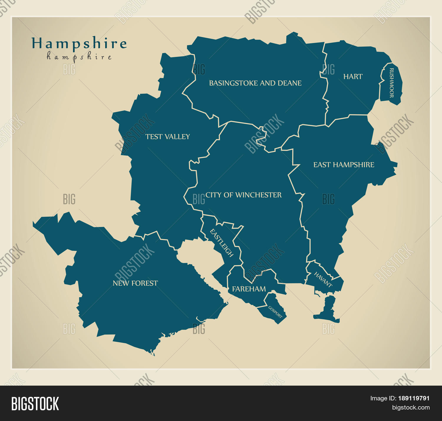 Modern Map - Hampshire Image & Photo (Free Trial) | Bigstock