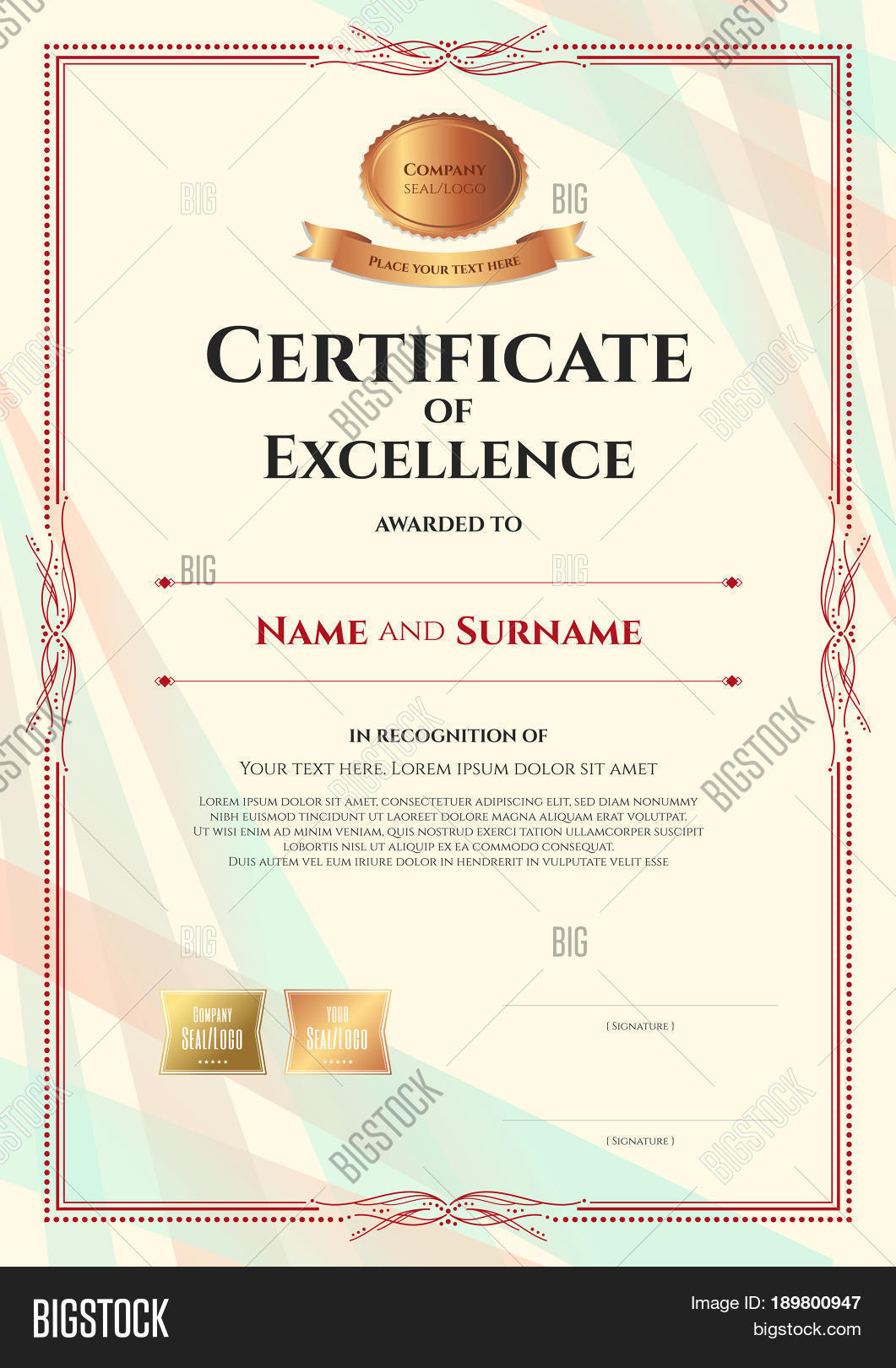 Portrait Certificate Vector & Photo (Free Trial) | Bigstock