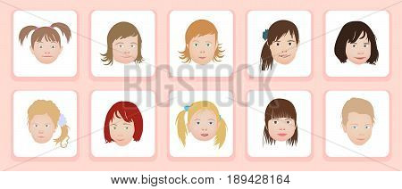 Set Kids Head Icon Vector & Photo (Free Trial) | Bigstock