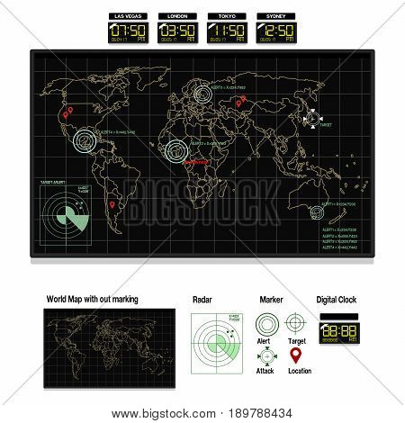 World Map On Monitor Vector & Photo (Free Trial) | Bigstock