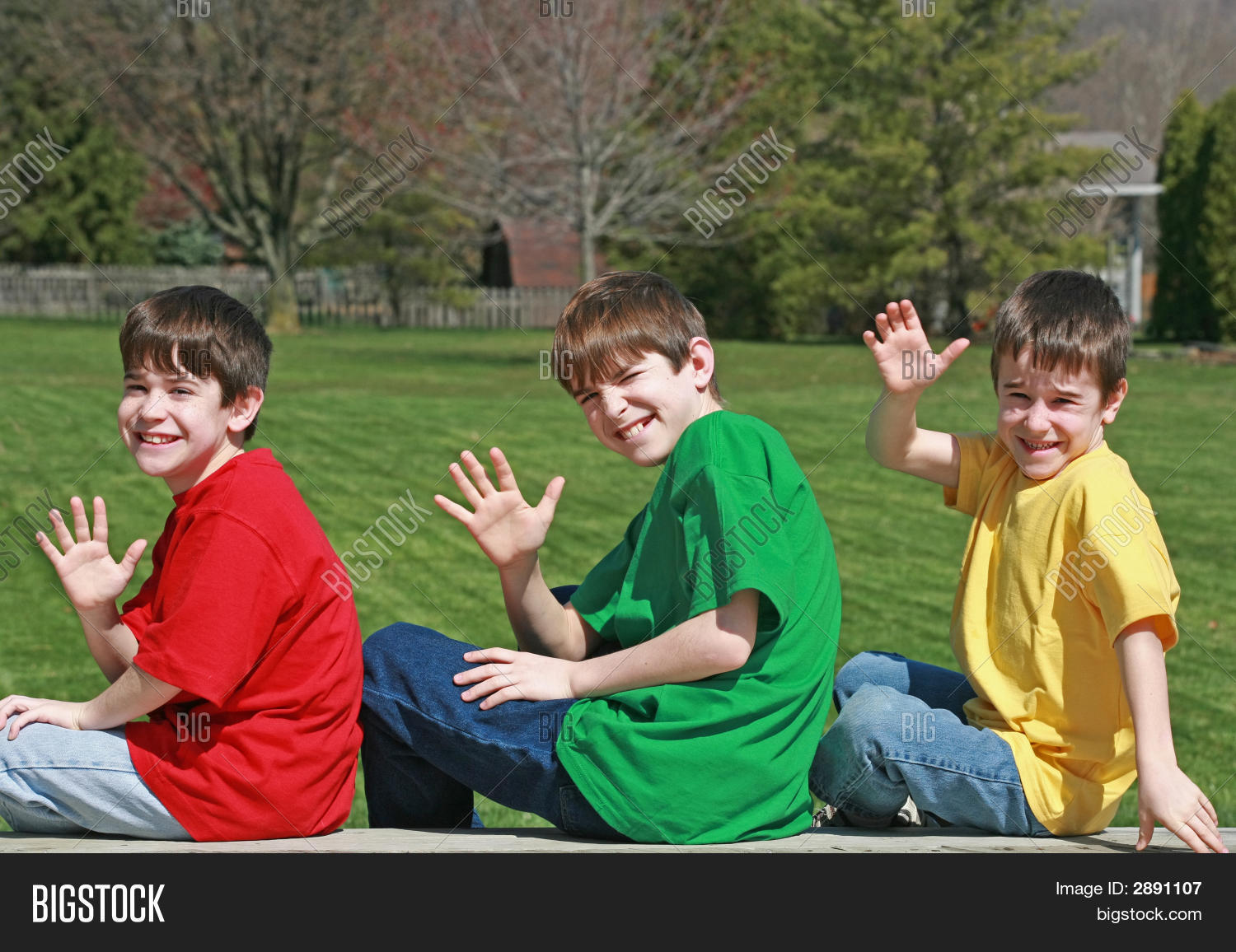Three Boys Waving Image & Photo (Free Trial) | Bigstock