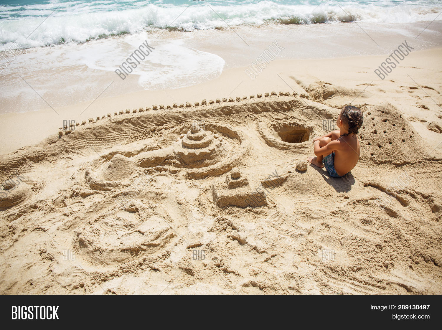 Little Boy Built Sand Image & Photo (Free Trial) | Bigstock