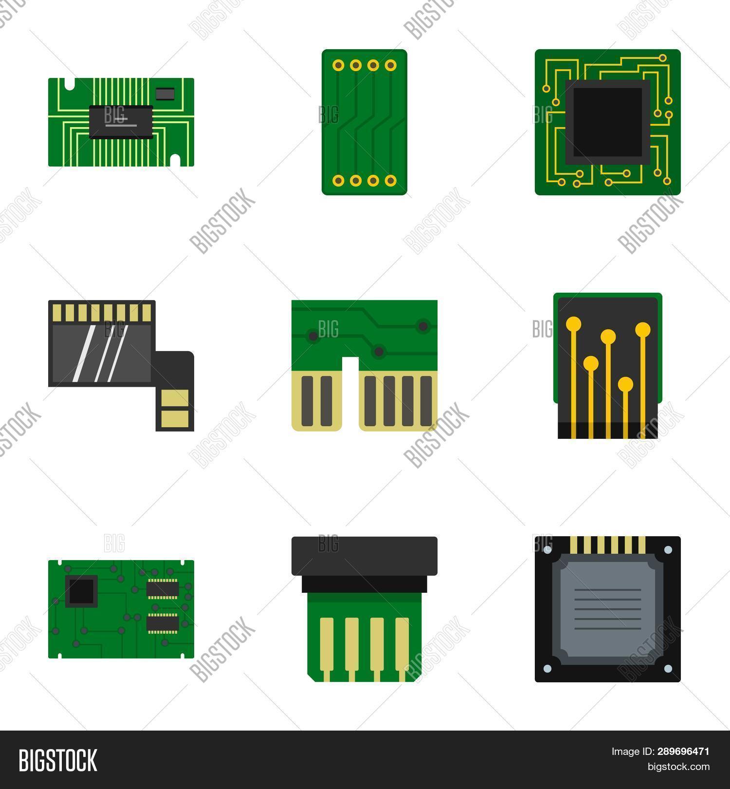 Chip Icons Set. Flat Image & Photo (Free Trial) | Bigstock