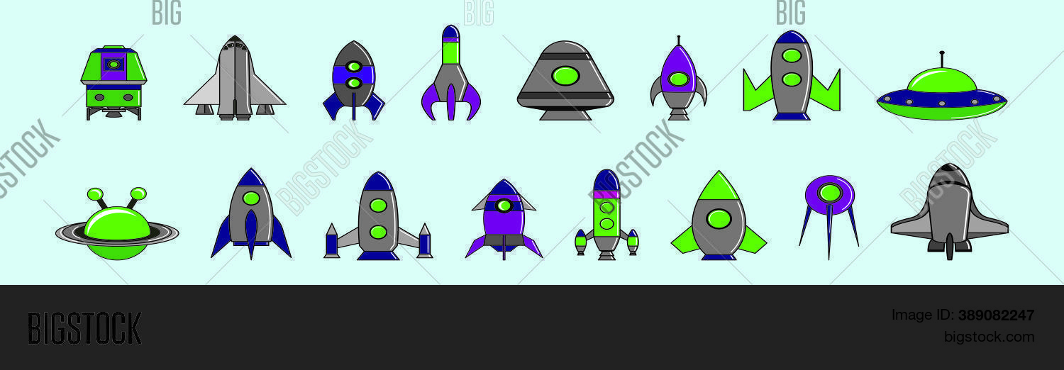 Set Starship Modern Vector & Photo (Free Trial) | Bigstock
