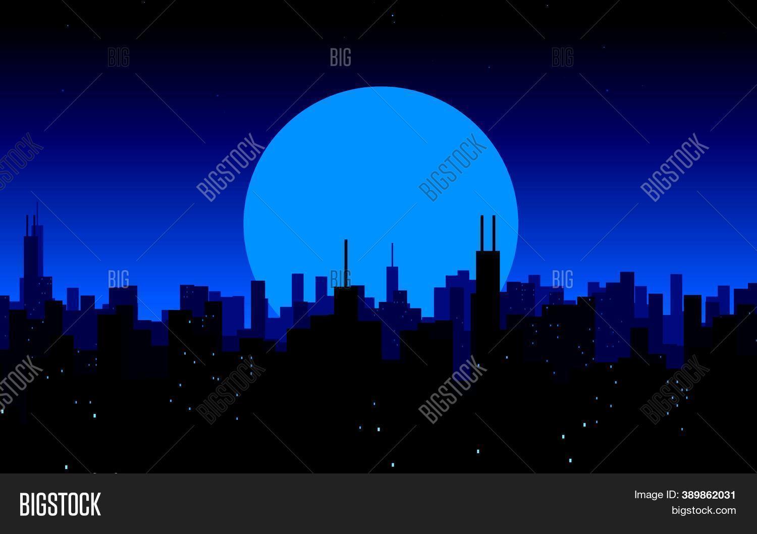 Moon Rising Over City Image & Photo (Free Trial) | Bigstock