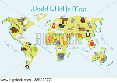 World Wildlife Map - Vector & Photo (Free Trial) | Bigstock