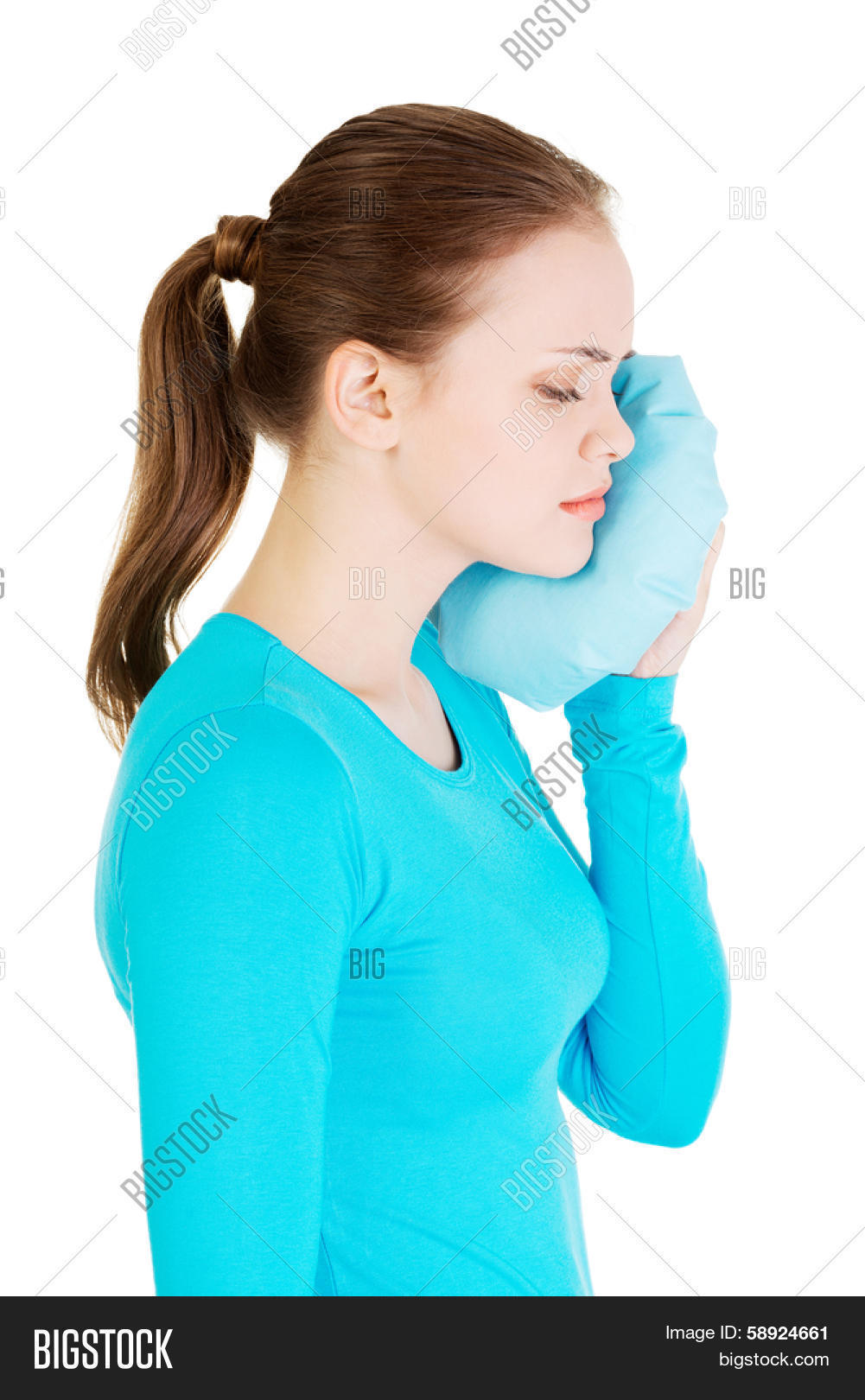 Woman Pressing Her Image & Photo (Free Trial) | Bigstock