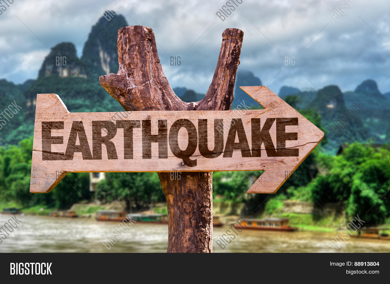 Earthquake Wooden Sign Image & Photo (Free Trial) | Bigstock