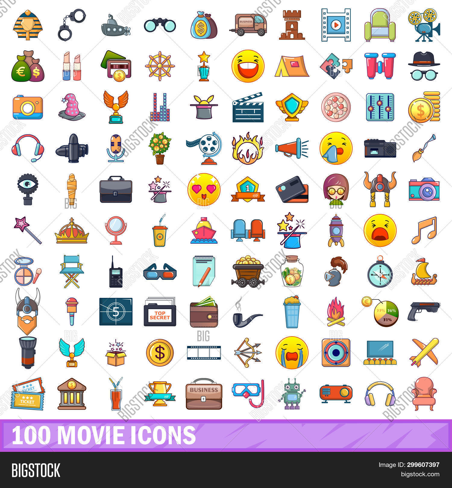 100 Movie Icons Set. Image & Photo (Free Trial) | Bigstock