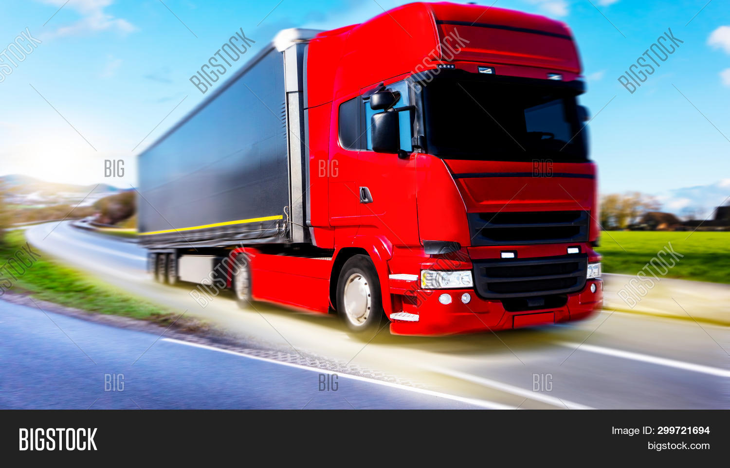Red Truck On Road . Image & Photo (Free Trial) | Bigstock