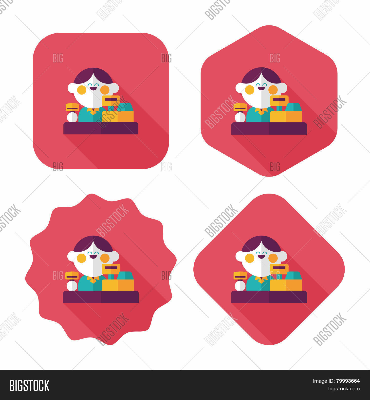 Shopkeeper Flat Icon Vector & Photo (Free Trial) | Bigstock