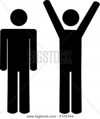 Stick Men Arms At Sides N Arms Up. Stock Vector & Stock Photos | Bigstock