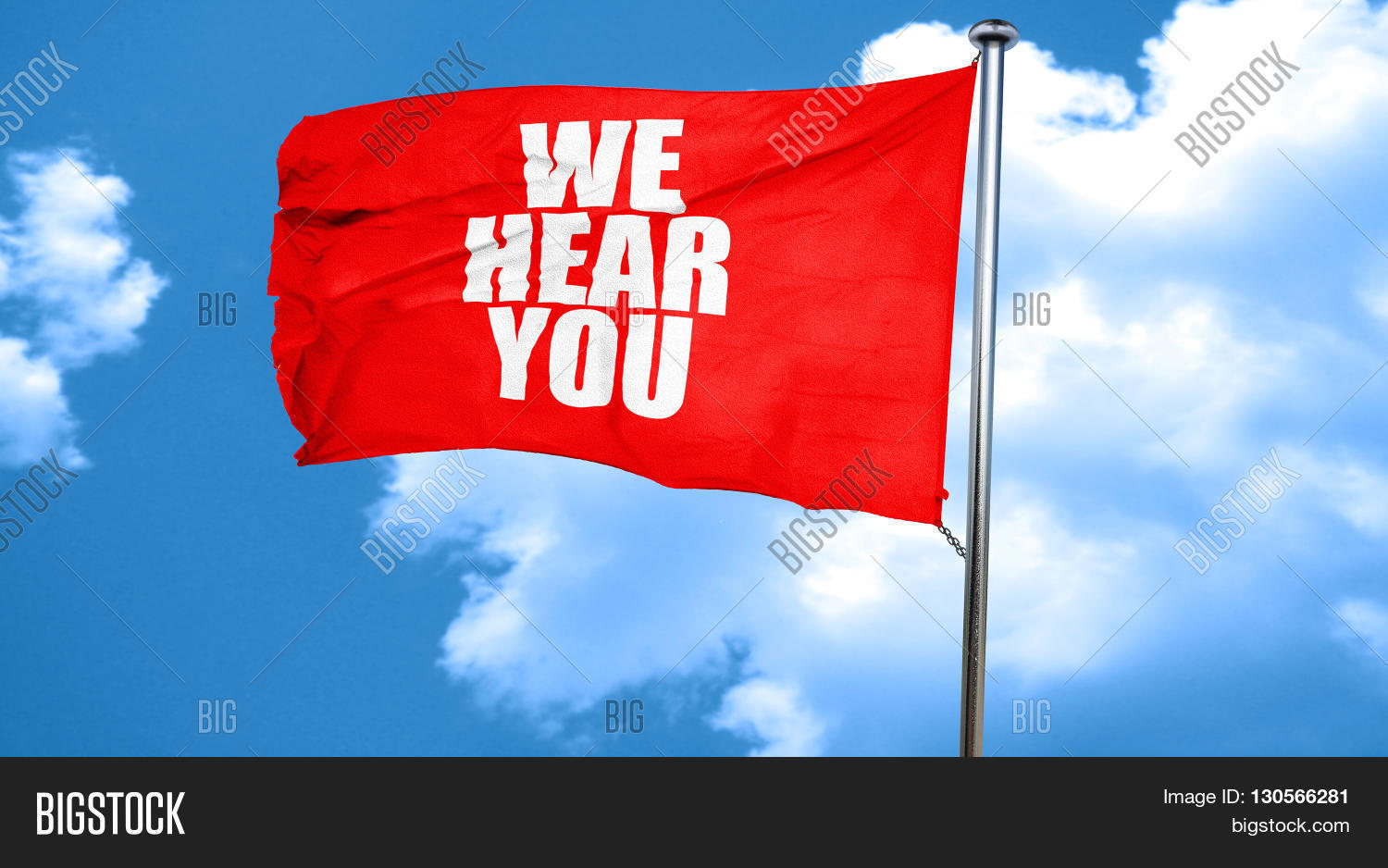 we hear you, 3D rendering, a red waving flag Stock Photo & Stock Images ...