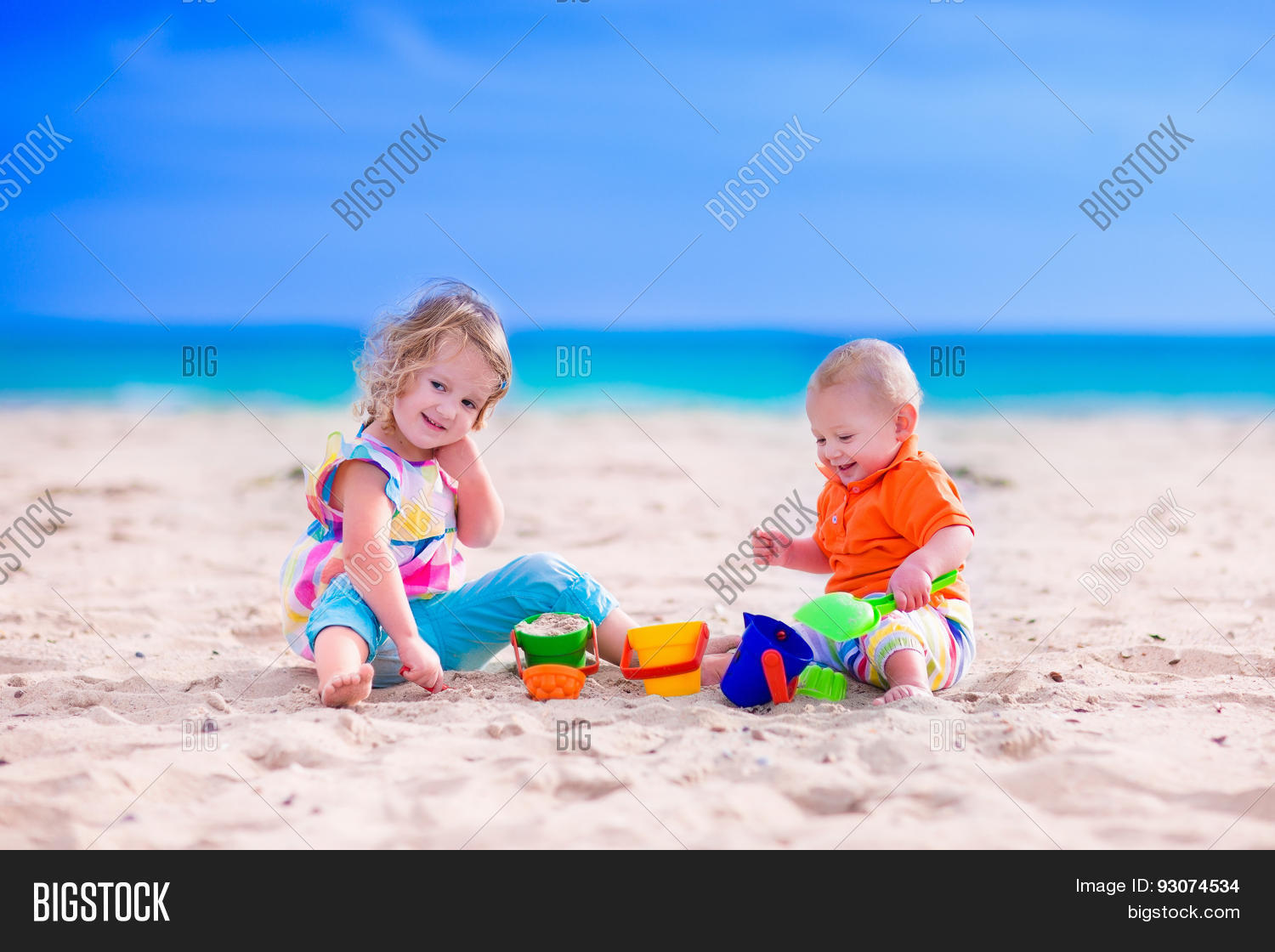 Kids Building Sand Castle On Beach Image & Photo | Bigstock