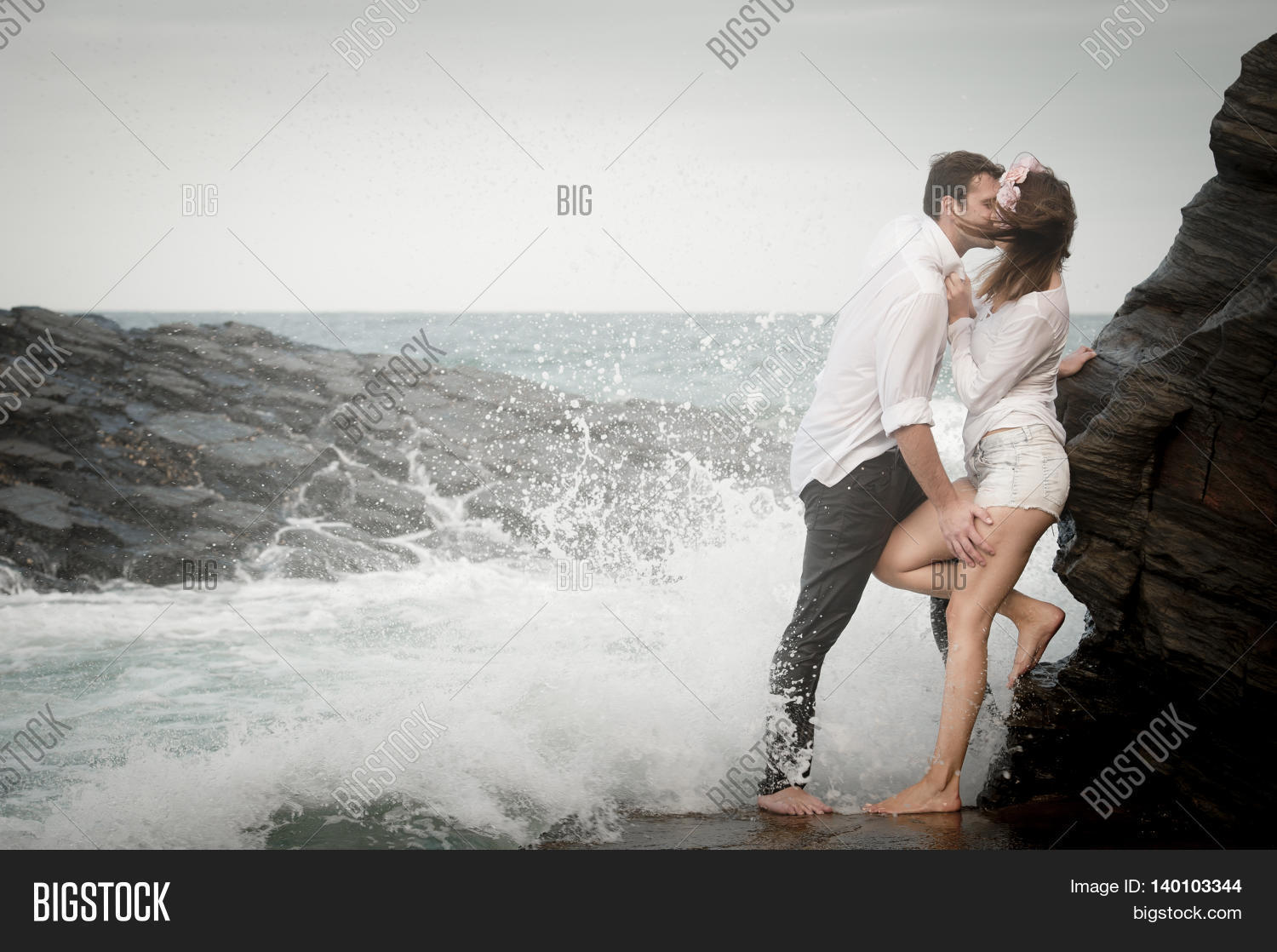 Romance Engagement Couple Love Beach Ocean Lovers Relationship Stock ...