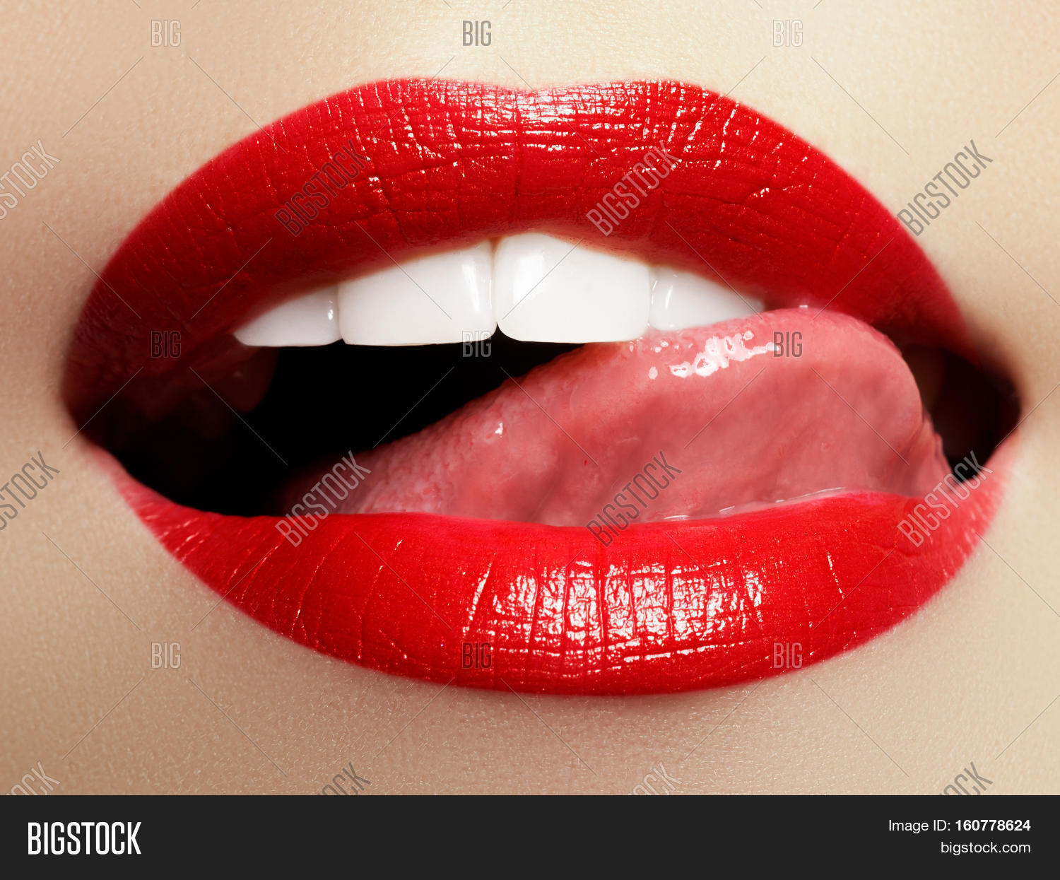 Smiling Young Girl. Beauty Face Closeup. Sexy Lips. Beauty Red Lip ...
