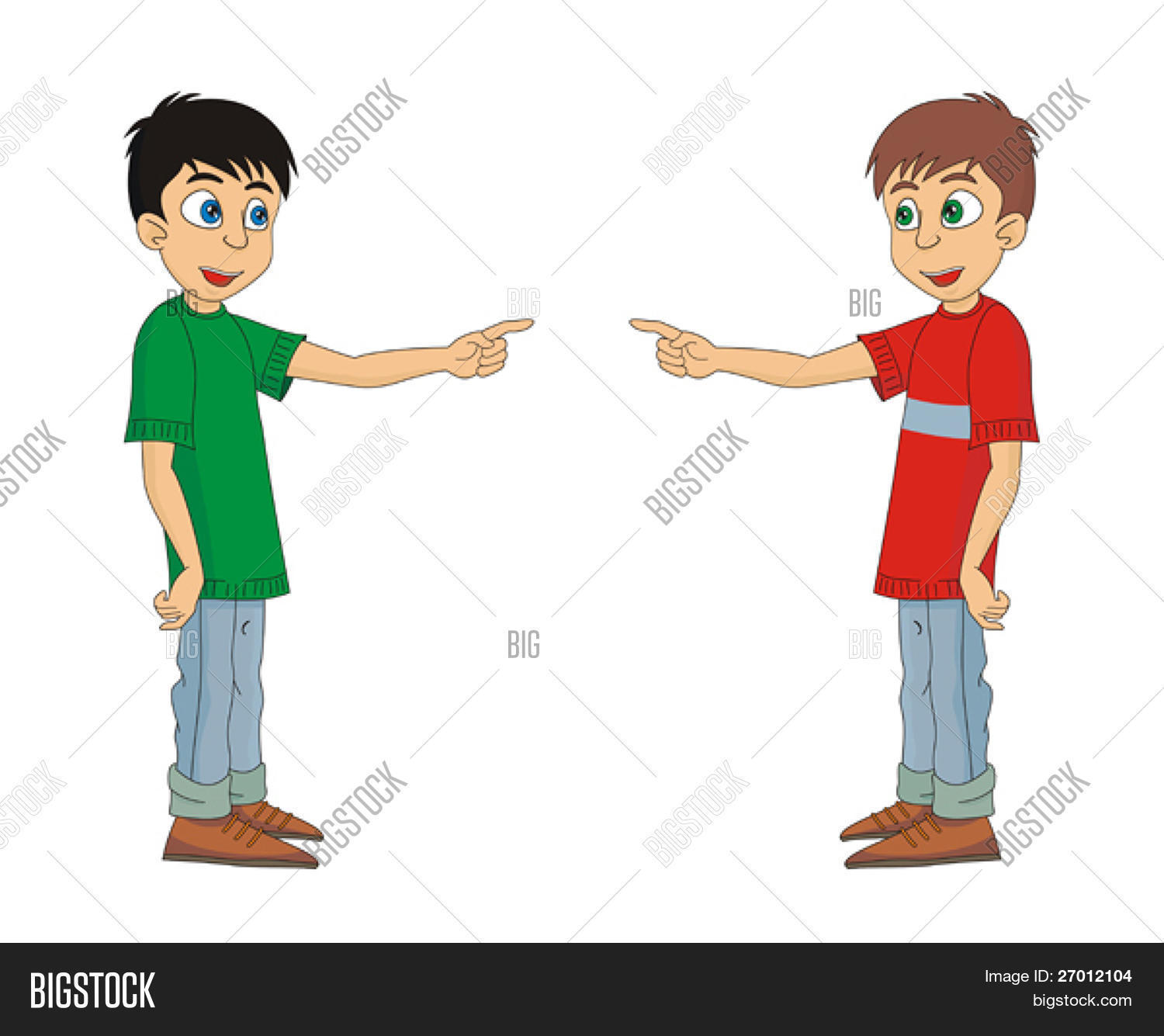 Boy Pointing By Hand Cartoon Vector & Photo | Bigstock
