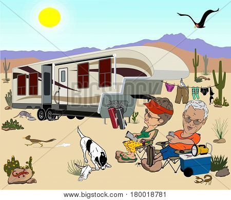 Camping Cartoon Large Fifth Wheel Vector & Photo | Bigstock