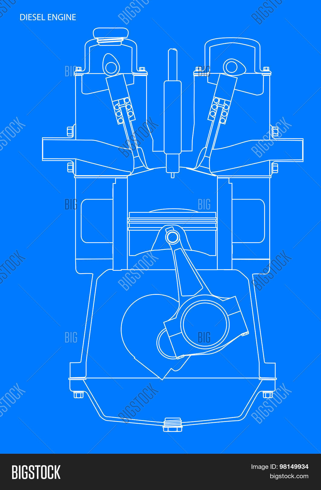 Diesel Engine Blueprint Stock Vector & Stock Photos | Bigstock