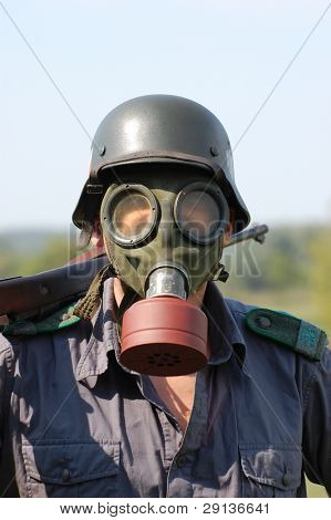 German soldier in gas mask. WW2 reenacting Stock Photo & Stock Images ...