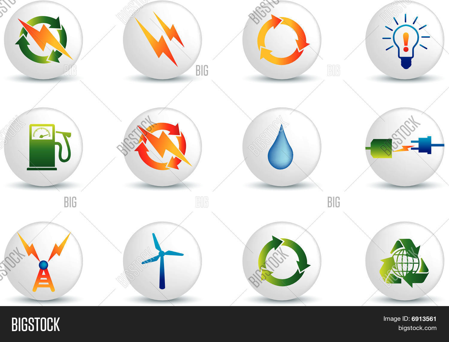 Electrical Power Energy Icons Vector & Photo | Bigstock