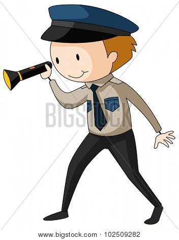 Stock Photo of Security watchman holding spotlight outline, Royalty ...