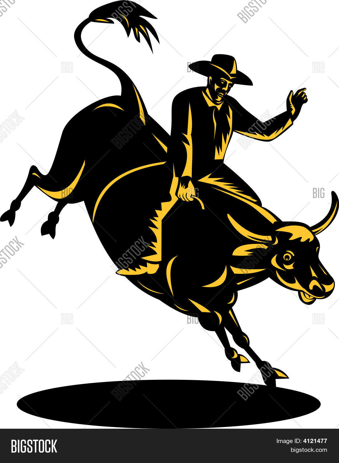 Rodeo Cowboy Bull Riding Vector & Photo | Bigstock