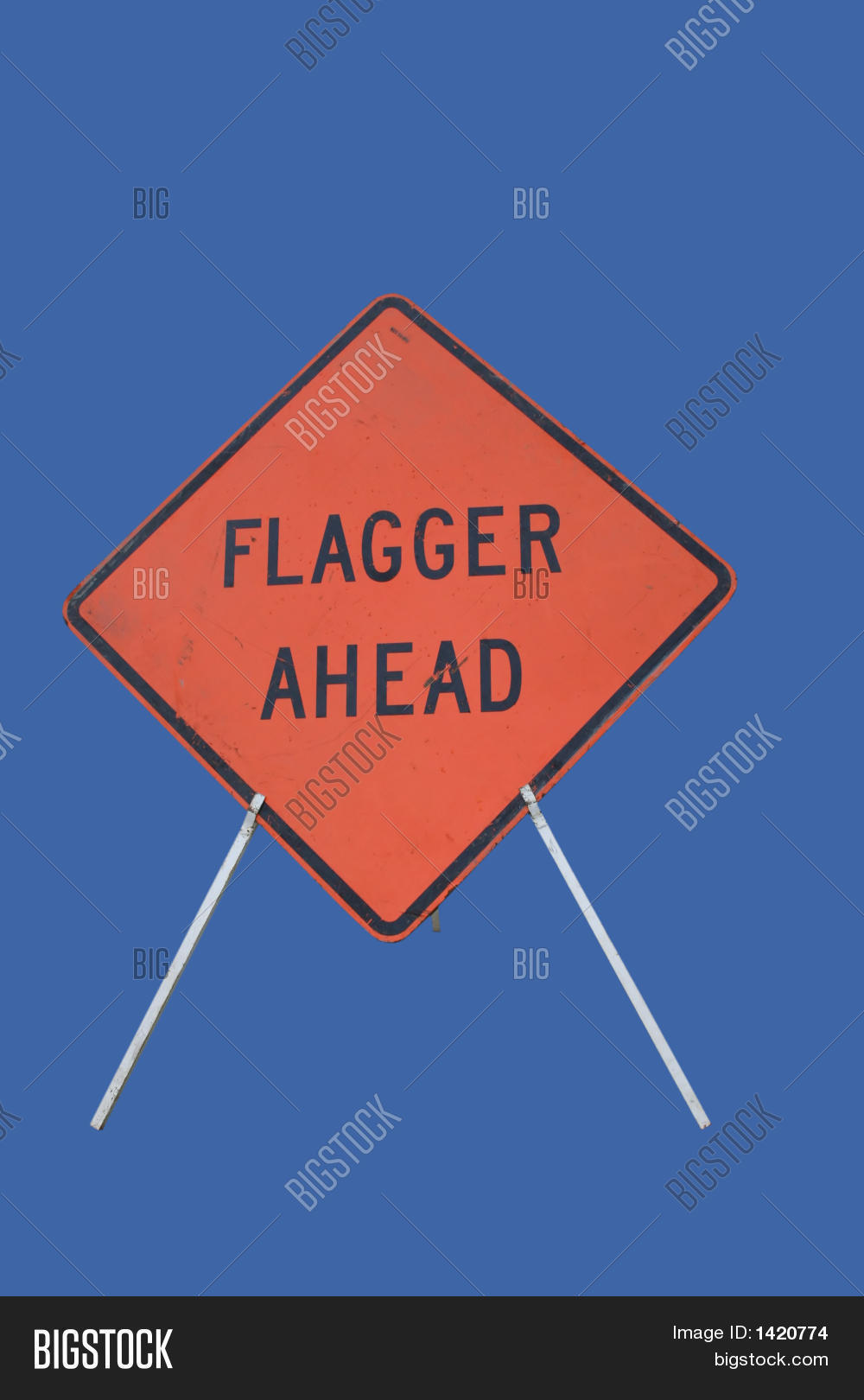 Flagger Ahead Construction Sign Image & Photo | Bigstock