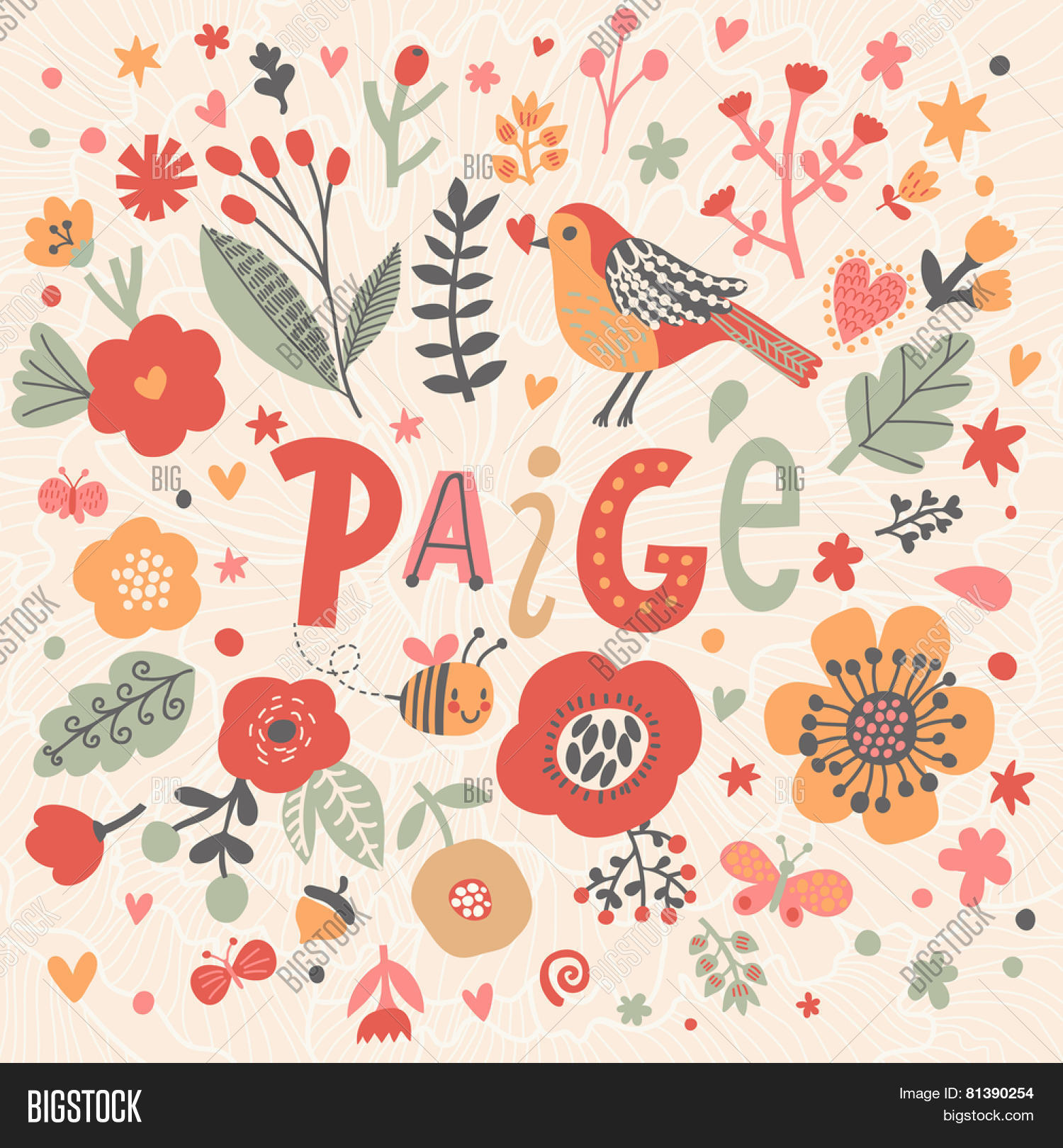 Bright Card Beautiful Name Paige Vector & Photo | Bigstock