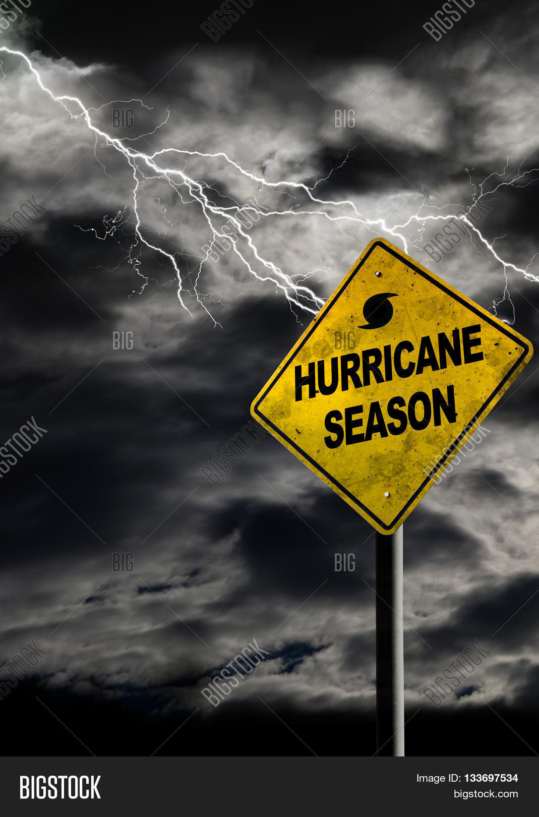 Vertical Hurricane Season Sign With Stormy Background Stock Photo ...