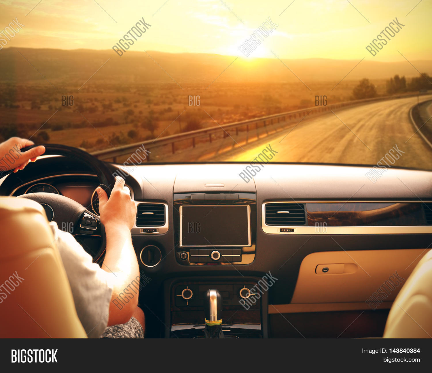 Male Hands On Car Steering Wheel. Image & Photo | Bigstock