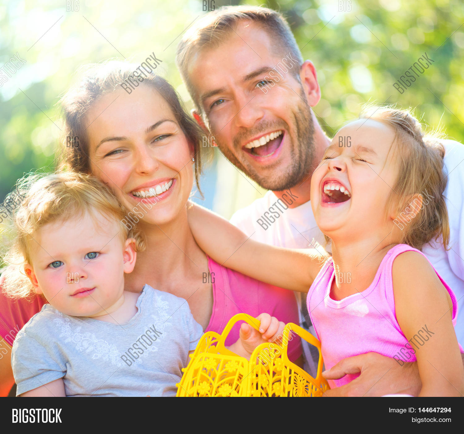 Happy Joyful Young Family Children Image & Photo | Bigstock