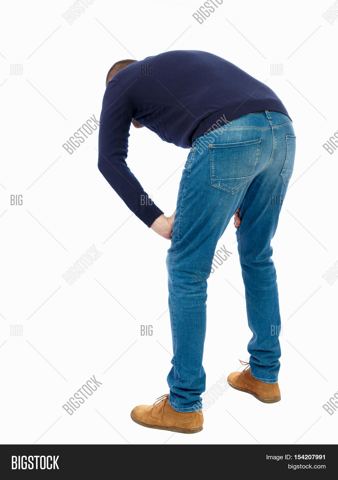 Back View Man Who Rests His Hands Image & Photo | Bigstock
