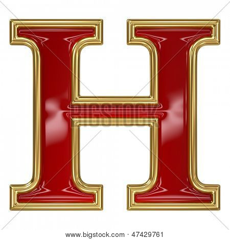 Ruby red with golden outline alphabet letter symbol - H Stock Photo ...