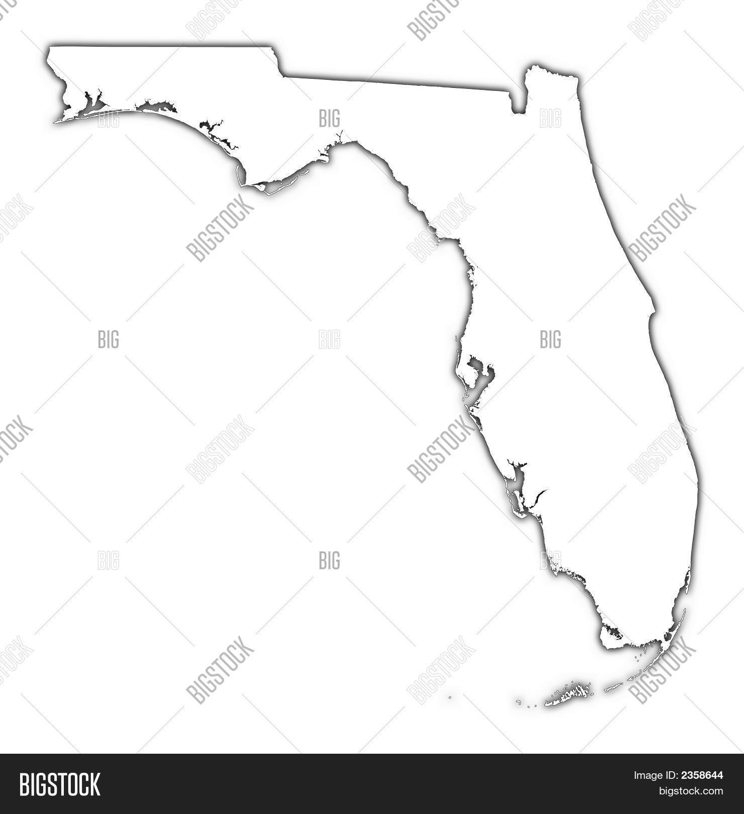 Florida (Usa) Outline Map With Shadow Stock Photo & Stock Images | Bigstock