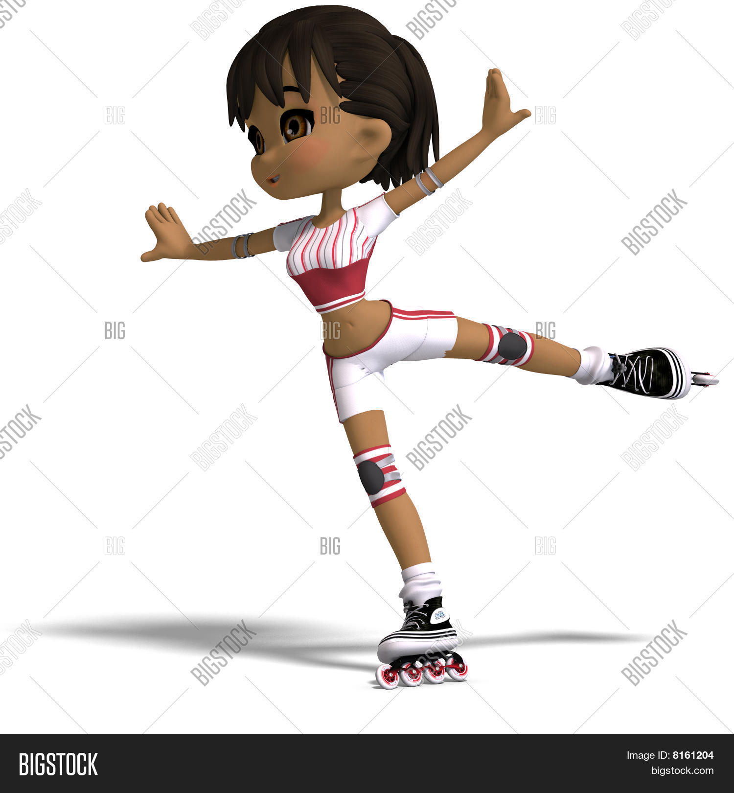 chica de dibujos animados lindo con patines en línea Fotos stock e ...