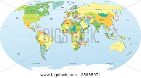 highly detailed political world map Stock Vector & Stock Photos | Bigstock