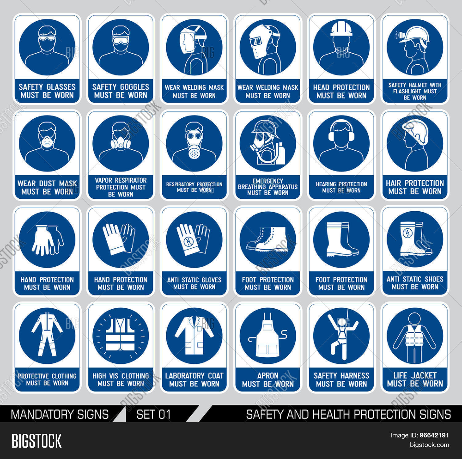 Set Safety Health Protection Signs Vector & Photo | Bigstock