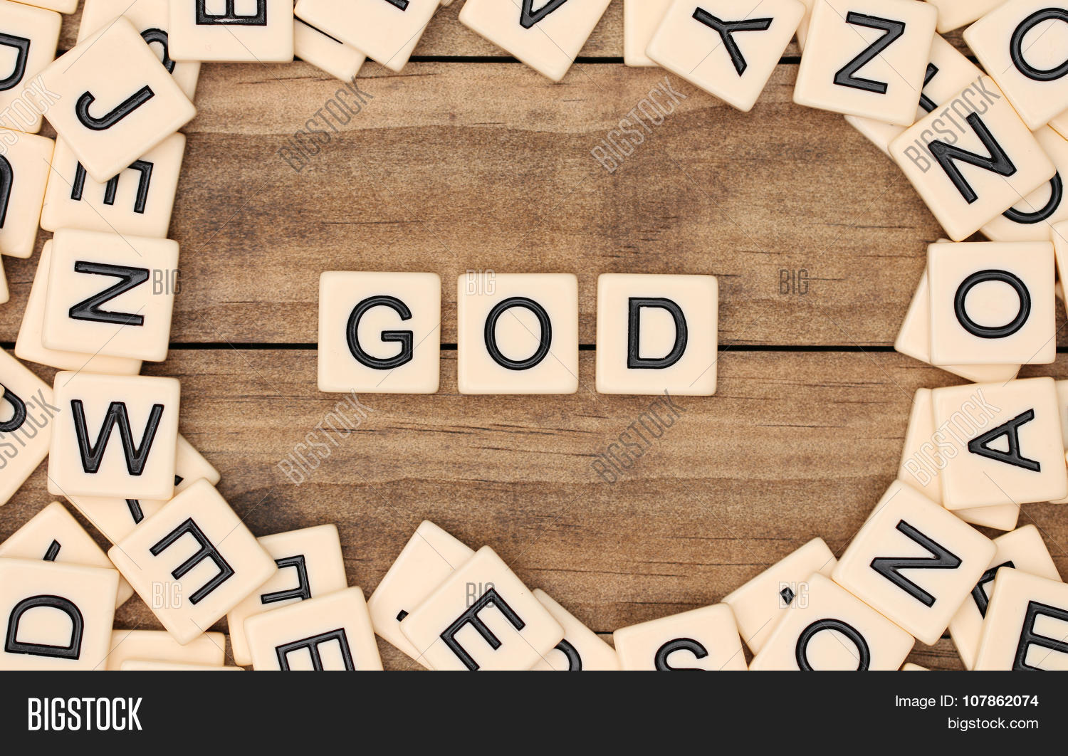 God Spelled Out In Tan Tile Letters Stock Photo & Stock Images | Bigstock
