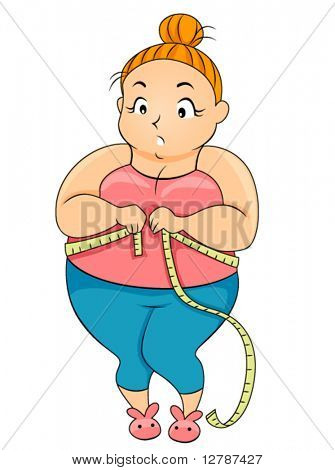 Plump Girl Measuring Waist - Vector & Photo | Bigstock