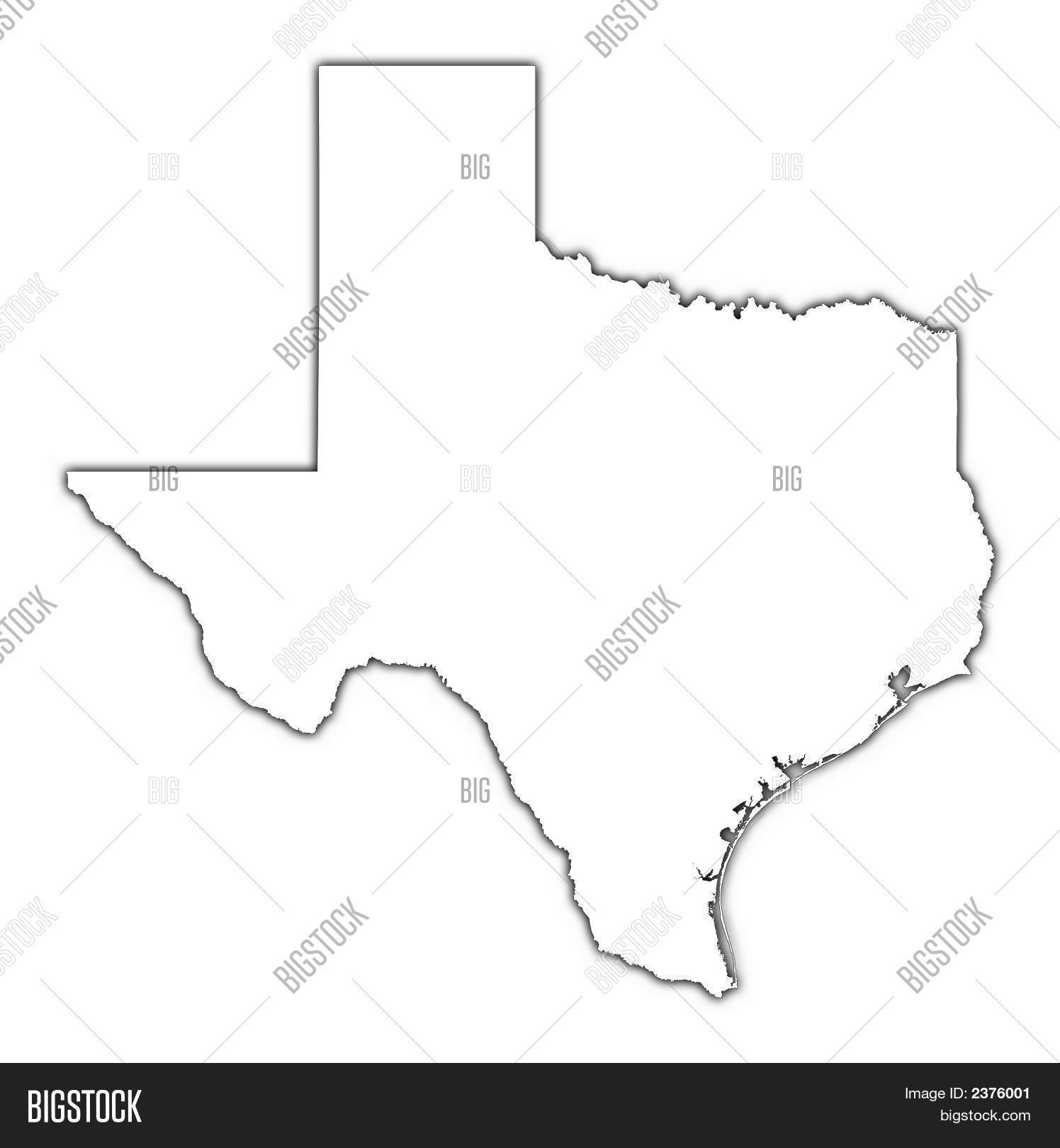 Texas (Usa) Outline Map Shadow Image & Photo | Bigstock