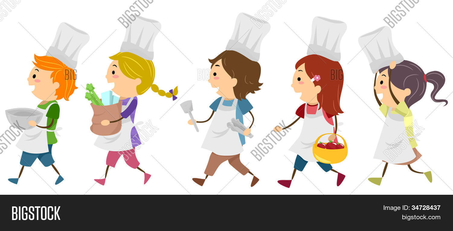 Illustration Featuring Kids in a Cooking Class Stock Vector & Stock ...